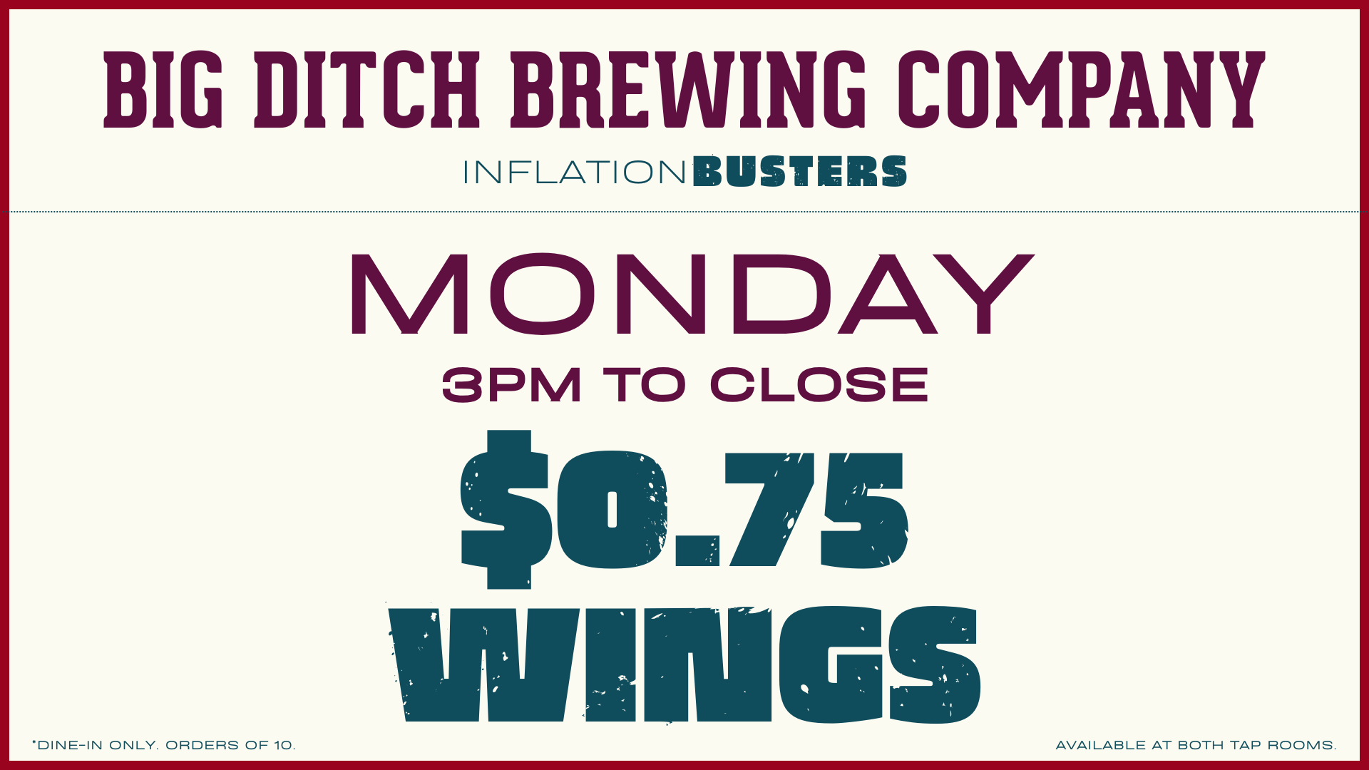 Monday Wing Night - Big Ditch Brewing Company